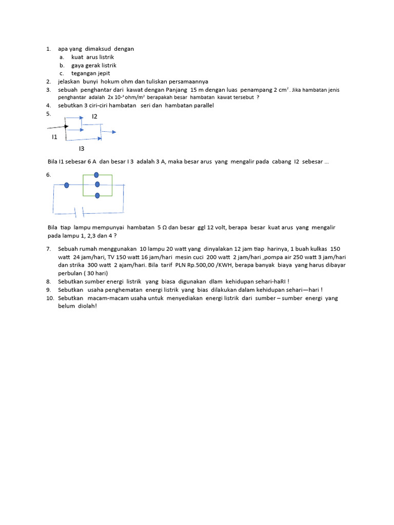 Soal Ulangan Harian Listrik Dinamis | PDF