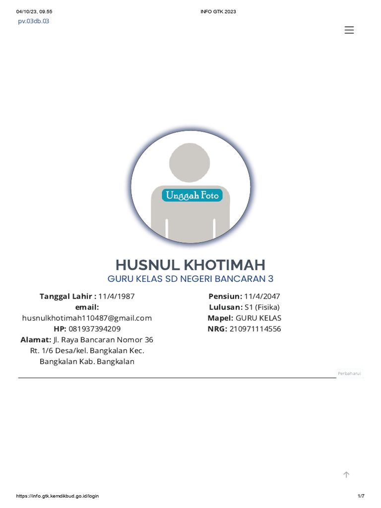 Info GTK 2023 - Husnul Khotimah | PDF