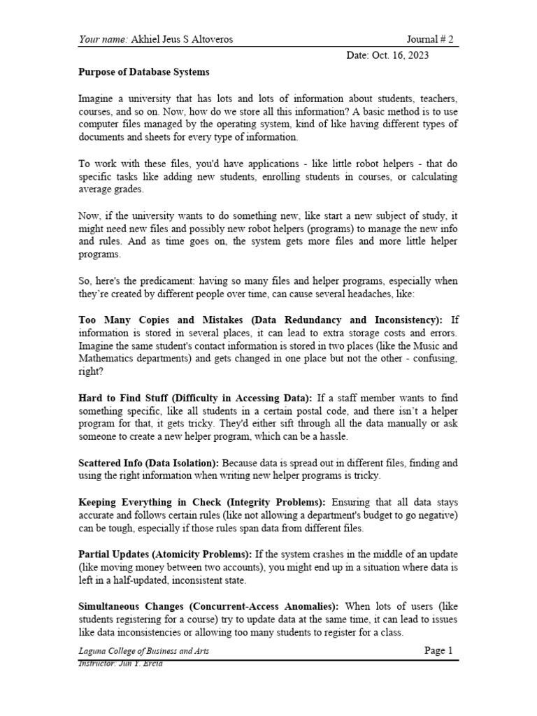 Altoveros, Akhiel Jeus S. 3-AIS1 - Assignment 2 | PDF | Databases | Information