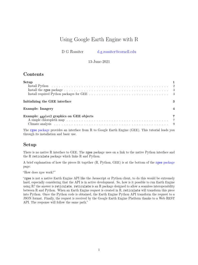 Using Google Earth Engine With R | PDF | Computer Programming | Computing Using Google Earth Engine With R | PDF | Computer Programming | Computing