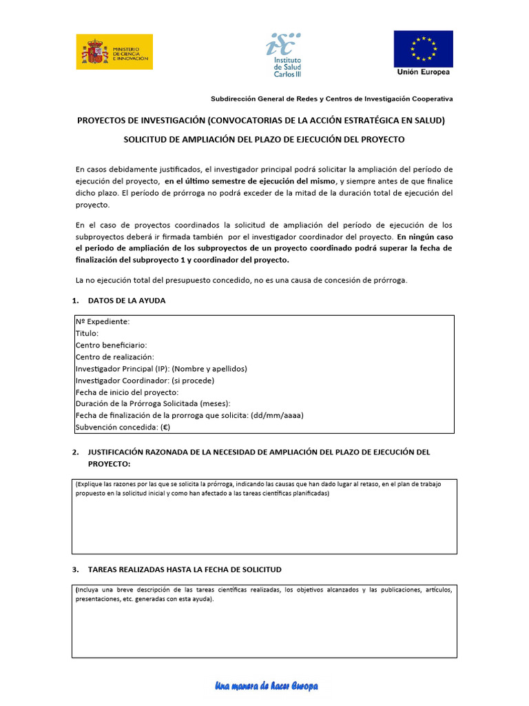 Modelo de Solicitud de Prórroga (Ampliación Del Plazo de Ejecución) | PDF