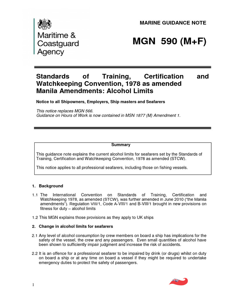 MGN - 590 - Drug and Alcohol Limits | PDF