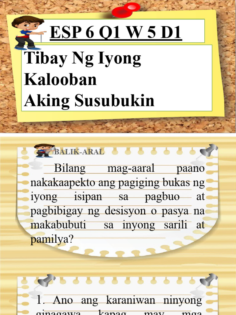 Tibay NG Iyong Kalooban Aking Susubukin Esp 6 Q1 W 5 D1 | PDF