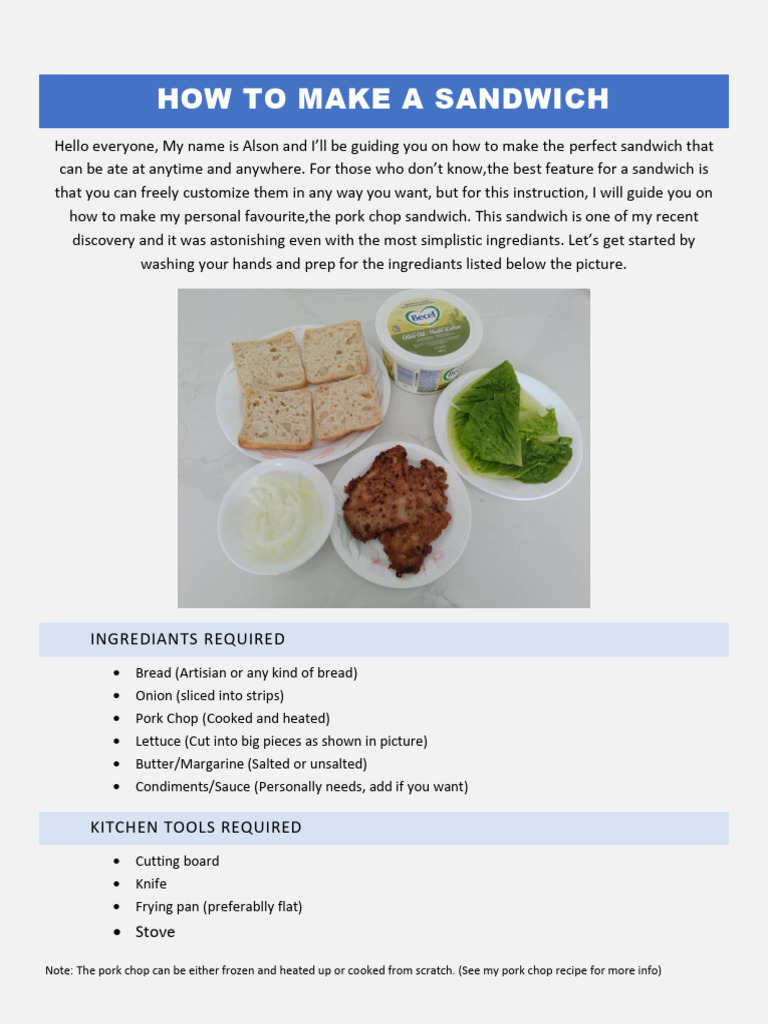 How To Make A Sandwich Instruction | PDF | Western Cuisine | Food And Drink