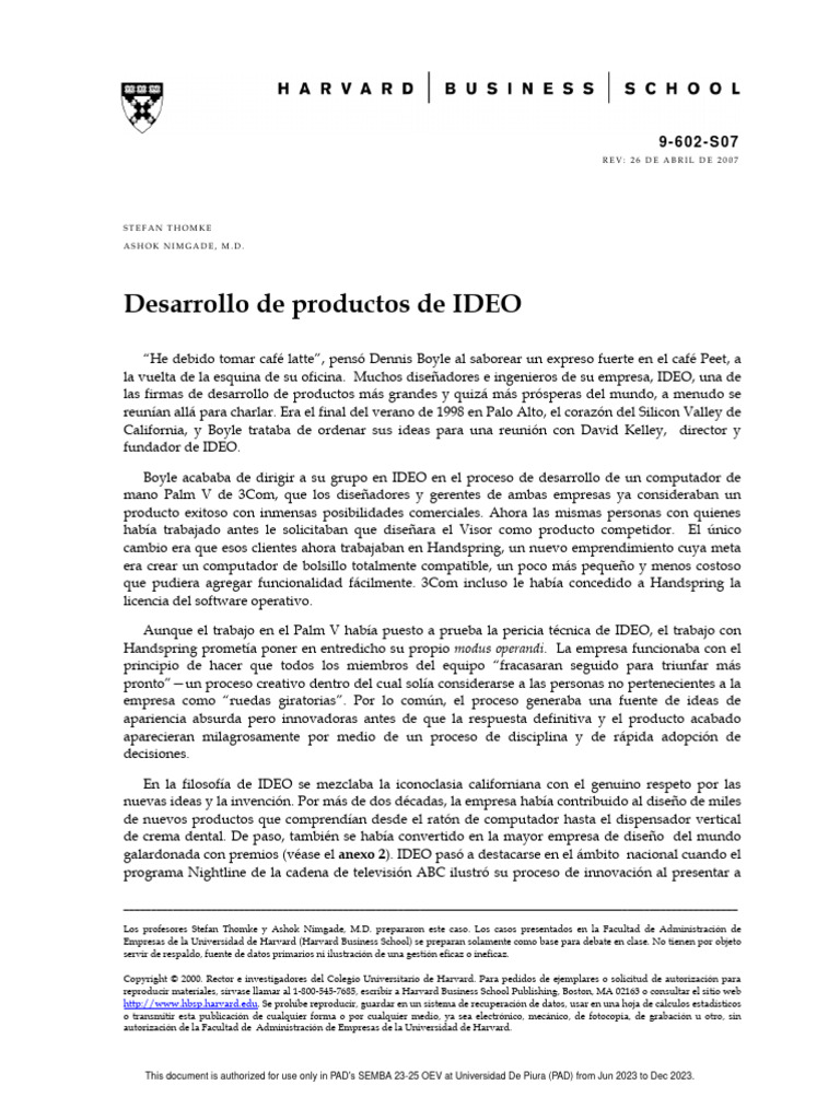 7 Nov 602S07 Desarrollo de Productos de IDEO | PDF | Diseño | Ingeniería