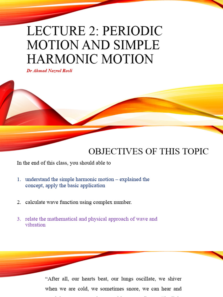 Lec Vibration Wave 2 - SHM | PDF | Oscillation | Waves