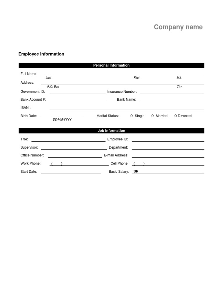 Employee Information Form | PDF