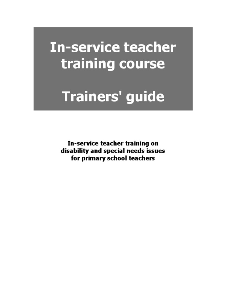 In-Service Teacher Training Course Trainers' Guide | PDF | Special ...