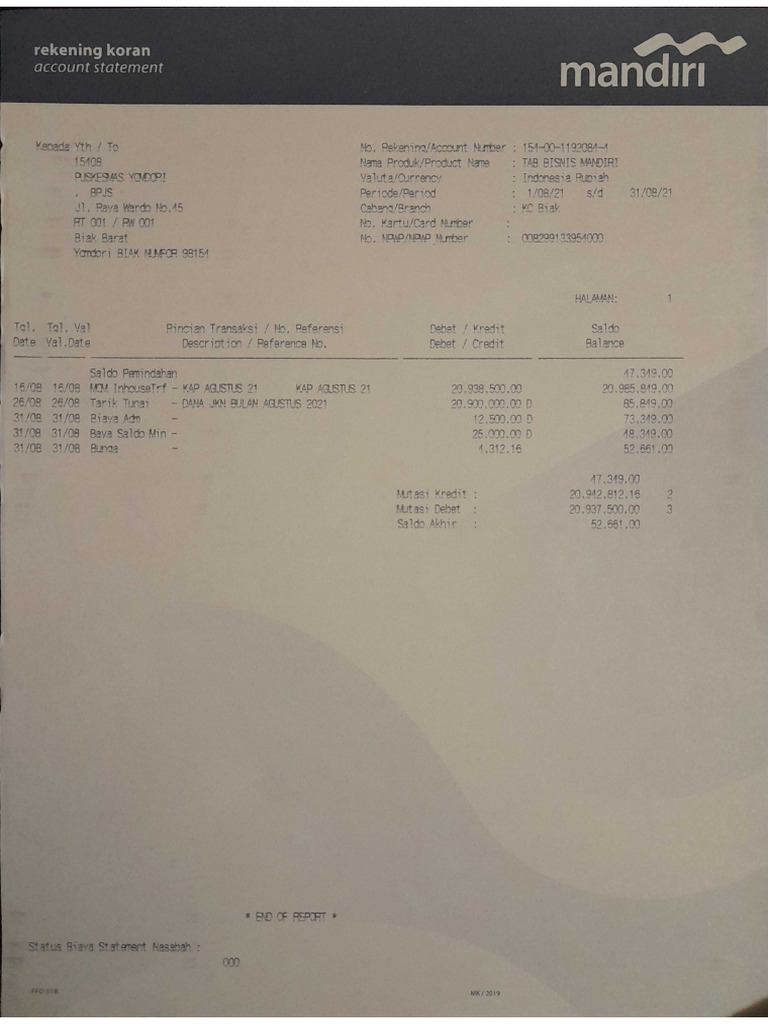 Rek. Koran Agustus 2021 | PDF