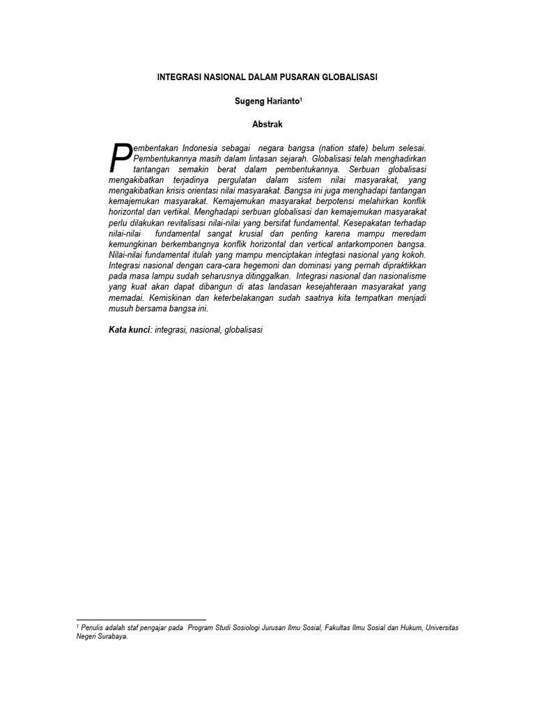 PKN Jurnal Tgs 2 INTEGRASI - NASIONAL - DALAM - PUSARAN - GLOBALI | PDF