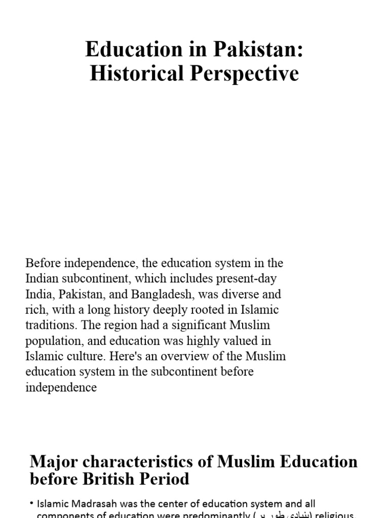 Historical Development of Education in Pakistan | PDF | Schools | Teachers
