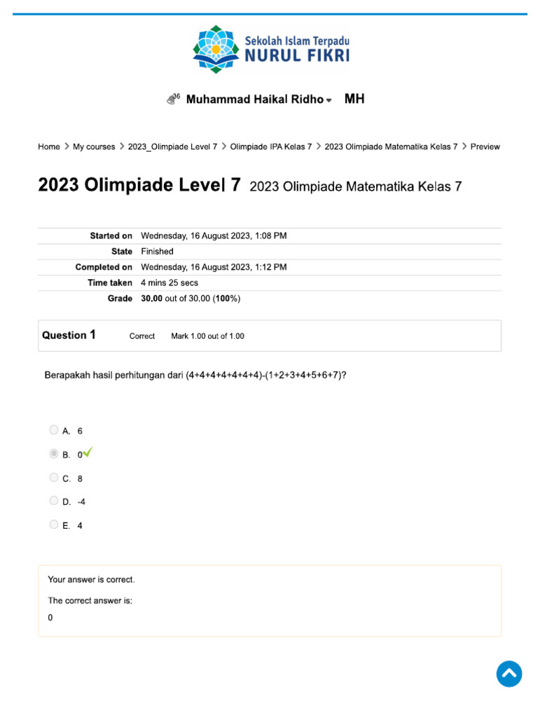 2023 Olimpiade Matematika Level 7 | PDF
