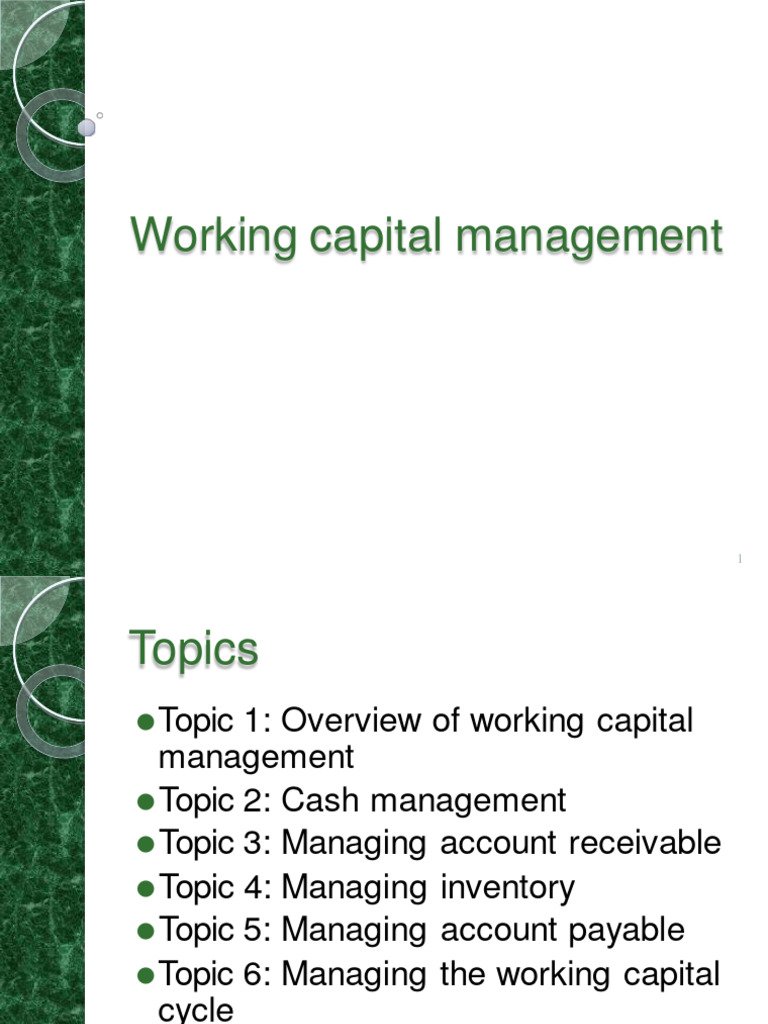 Topic 1 Overview Of Working Capital Management Pdf Working