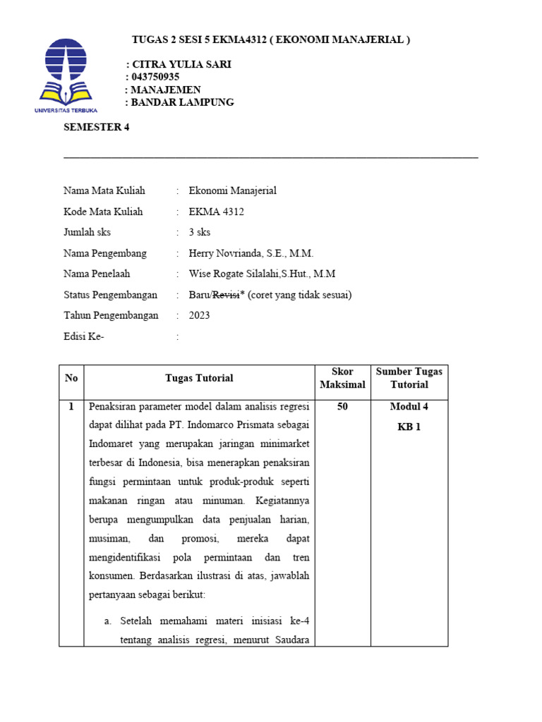 Tugas 2-EKMA4312-Dimas Aqil Ramadhan | PDF | Bisnis | Pengelolaan Keuangan & Uang