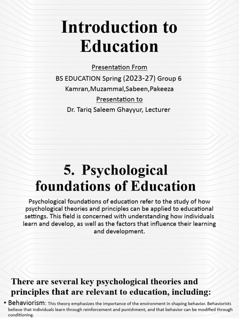 Introduction To Education | PDF | Learning | Psychology