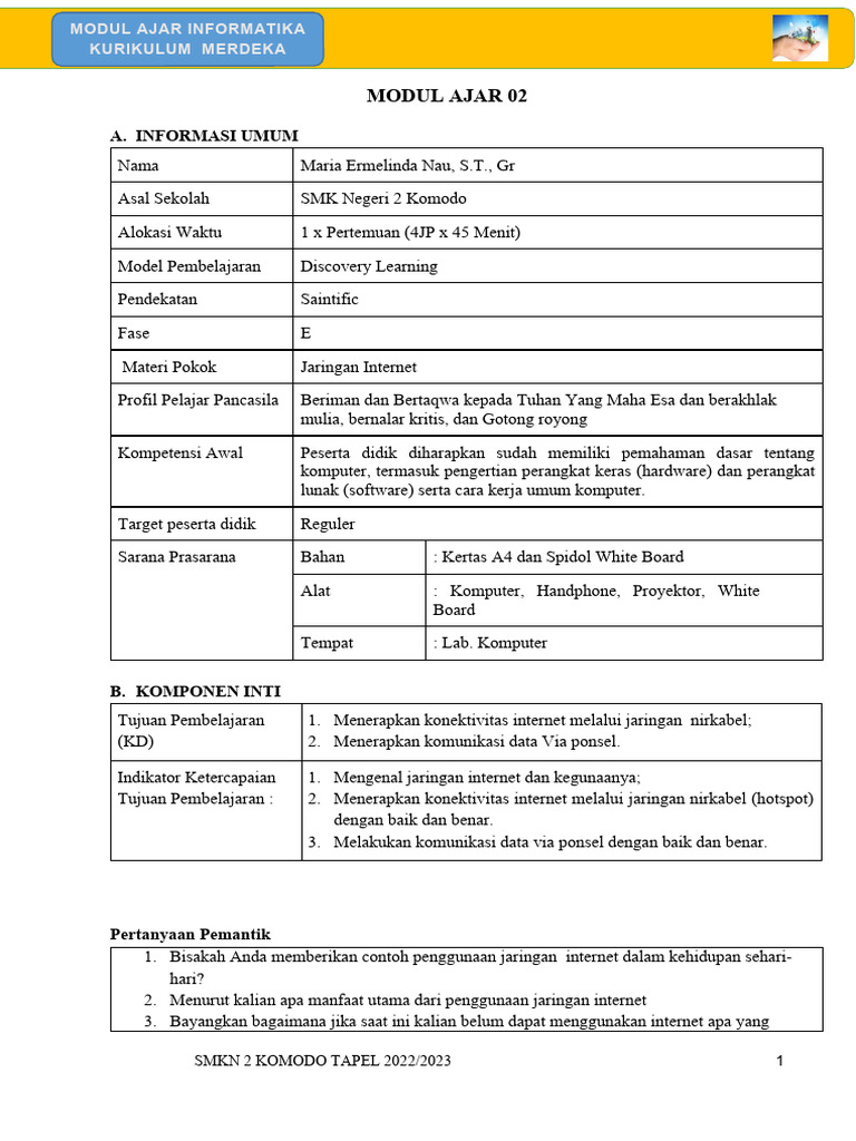 08.02 Modul Ajar - Jaringan Internet | PDF | Komputer 08.02 Modul Ajar - Jaringan Internet | PDF | Komputer
