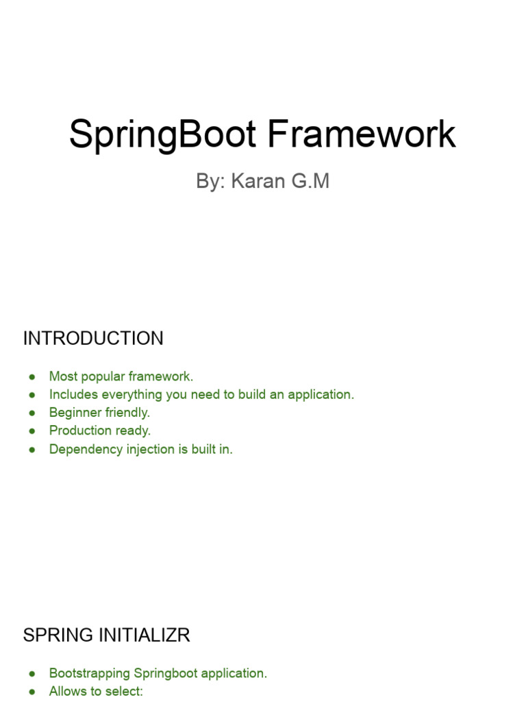 SpringBoot Framework | PDF | Representational State Transfer | Databases SpringBoot Framework | PDF | Representational State Transfer | Databases