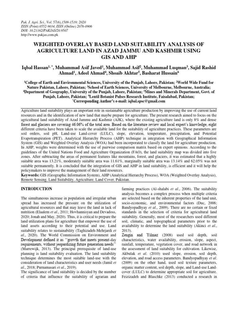 Weighted Overlay Based Land Suitability | PDF | Geographic Information ...