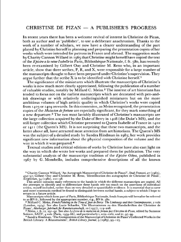 Christine de Pizan A Publisher's Progress - Ladilaw | PDF