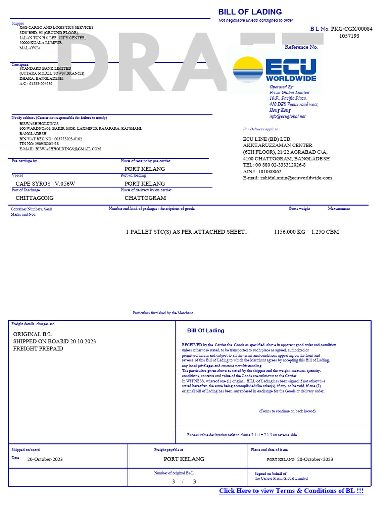 BCPKGCGX00084 231020 121525 | PDF | Cargo | Bill Of Lading