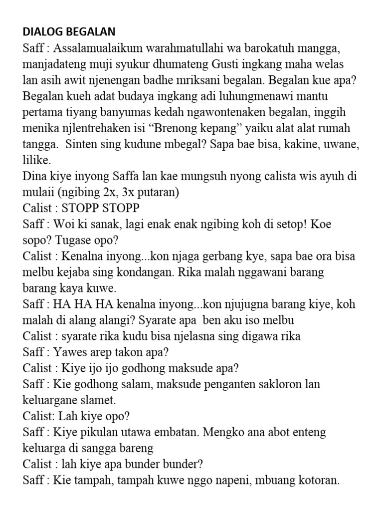 Dialog Tradisi Begalan Banyumas | PDF