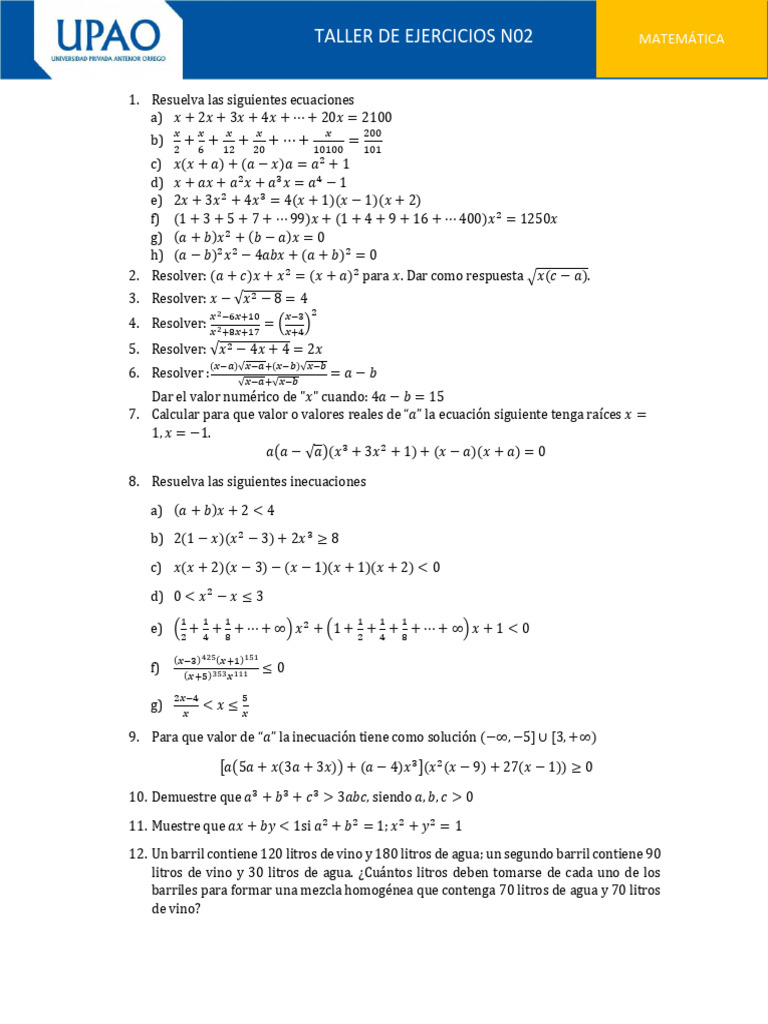Taller de Ejercicios n2 | PDF