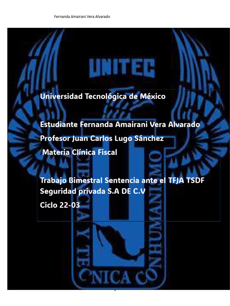 Trabajo Bimestral Sentencia Artz TSDF Fiscal | PDF