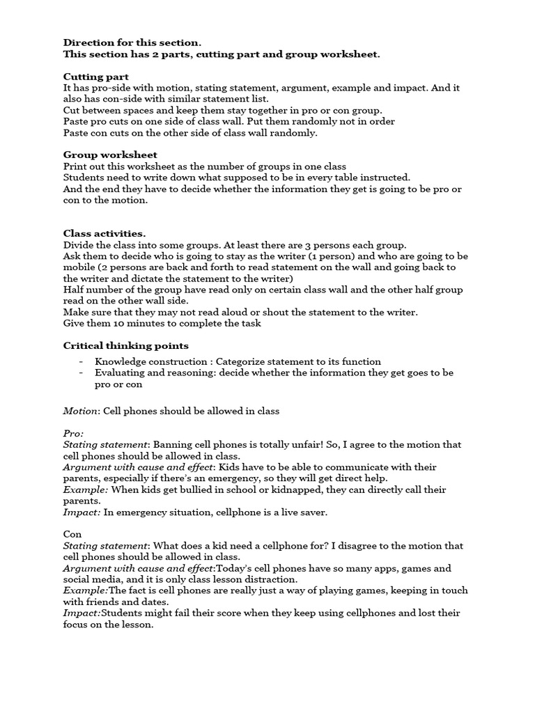 Classroom Debate on Cell Phones | PDF | Mobile Phones