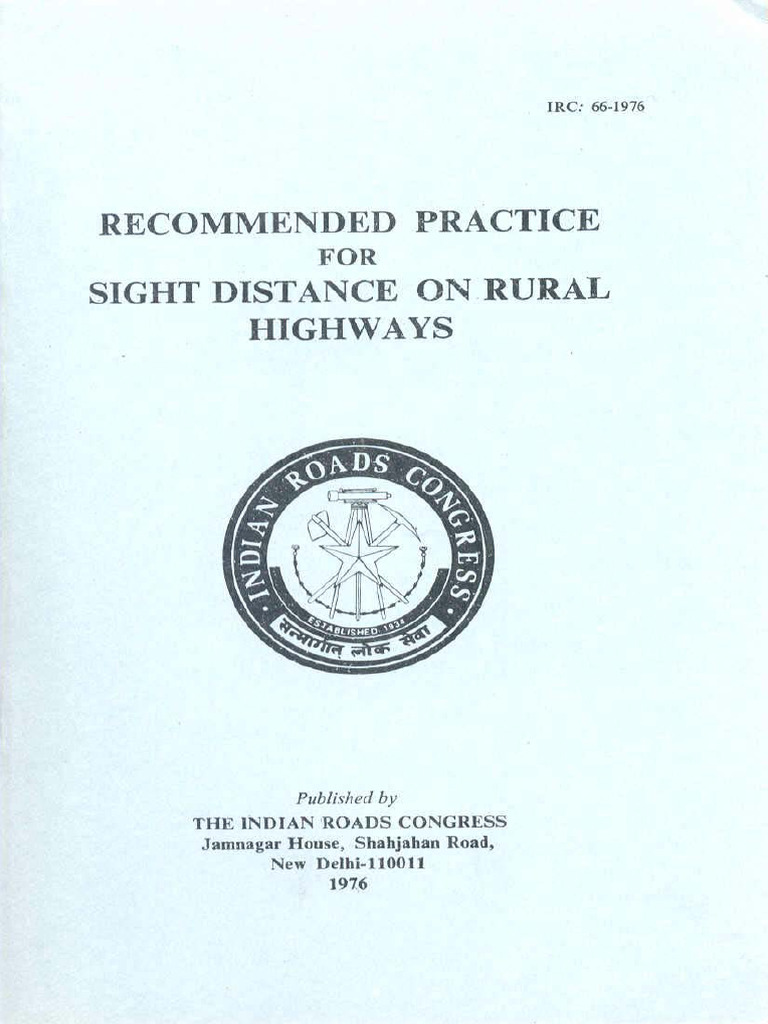 04 Irc 66 1976 Sight Distance Calculation | PDF