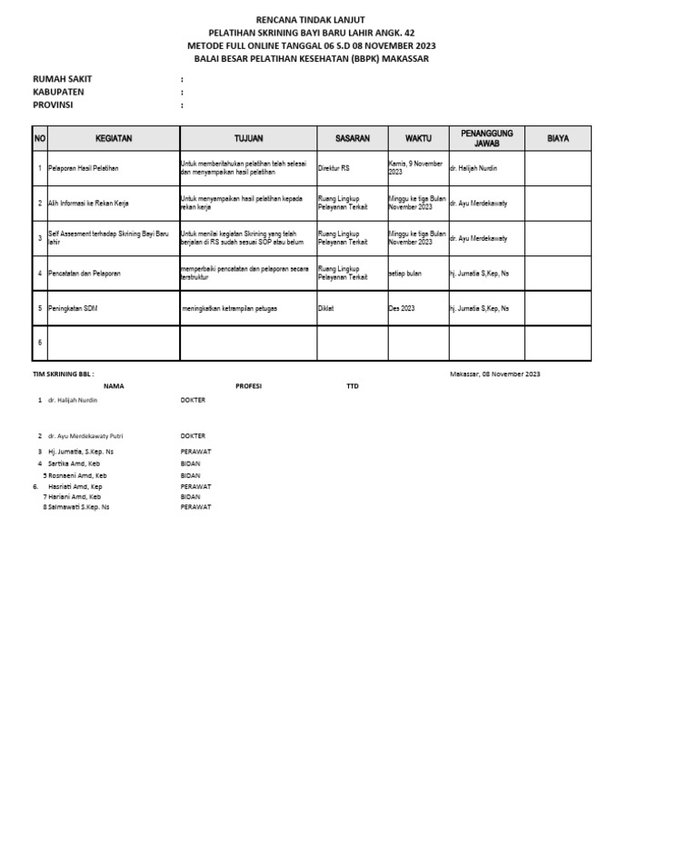 RTL Skrining BBL Angk.42 | PDF