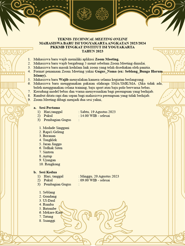 Technical Meeting Online Mahasiswa ISI Yogyakarta | PDF