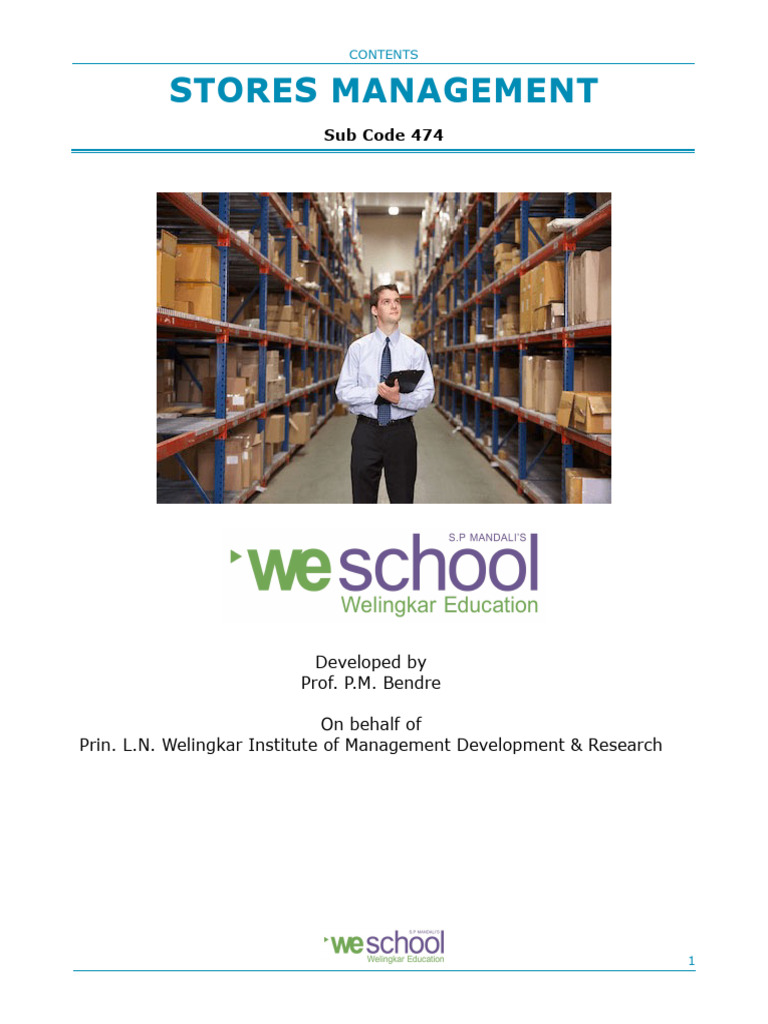 Stores Management 474 v1 | PDF | Warehouse | Inventory