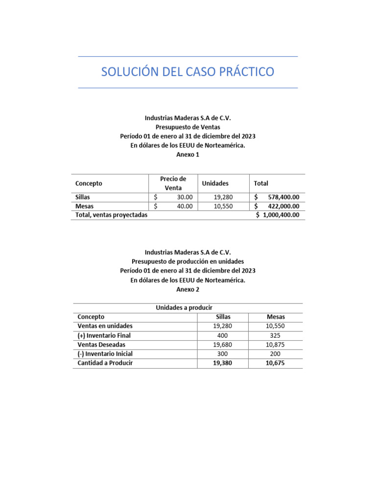 01_SOLUCIÓN DEL CASO PRÁCTICO_2023 | PDF | Presupuesto | Sector privado