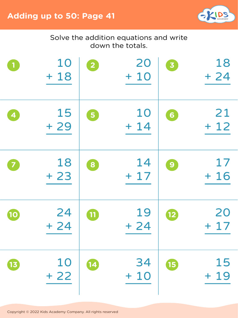 Grade 2 Adding Up To 50 Page 41 | PDF
