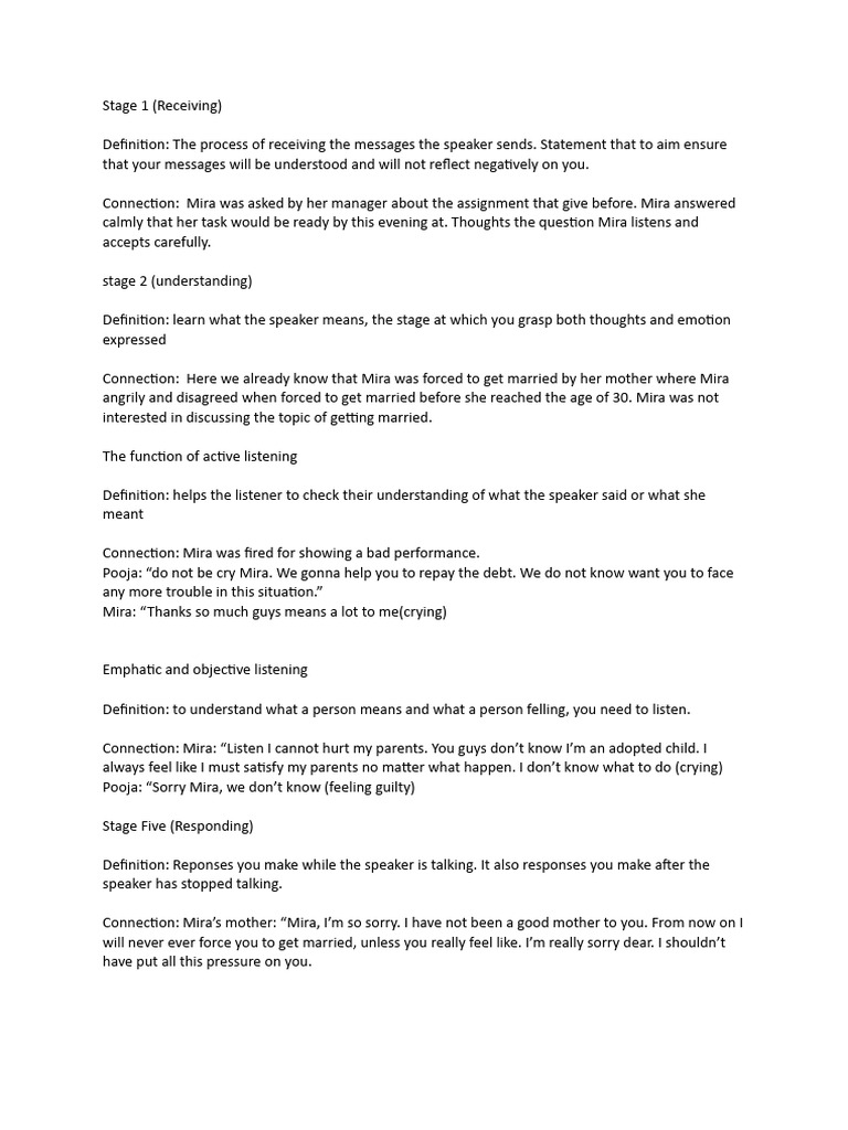 Stages of Active Listening Explained | PDF | Understanding | Thought