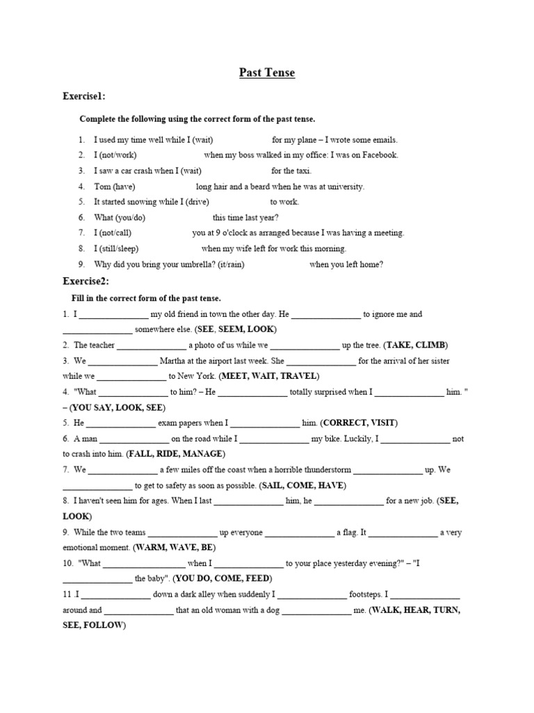 Past Tense Exercises | PDF
