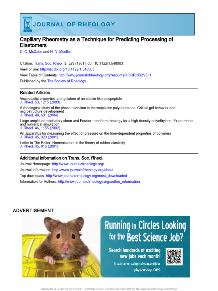 Capillary Rheometry As A Technique For Predicting Annas Archive | PDF ...
