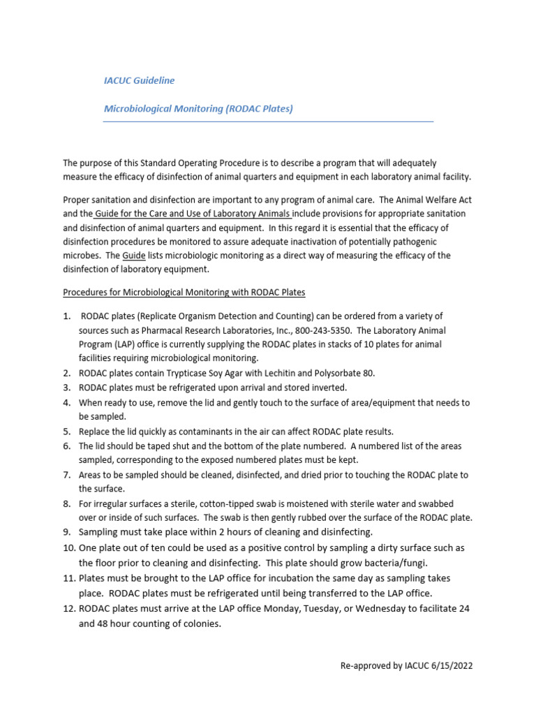 Microbiological Monitoring - RODAC | PDF | Disinfectant | Public Health