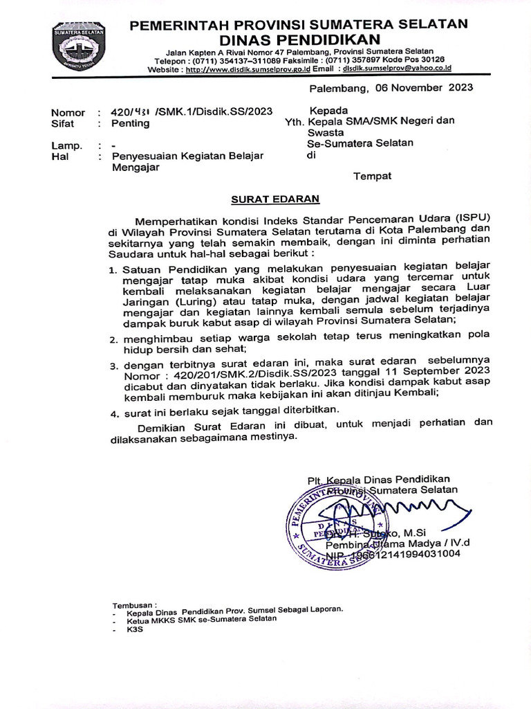 surat edaran penyusuaian KBM | PDF