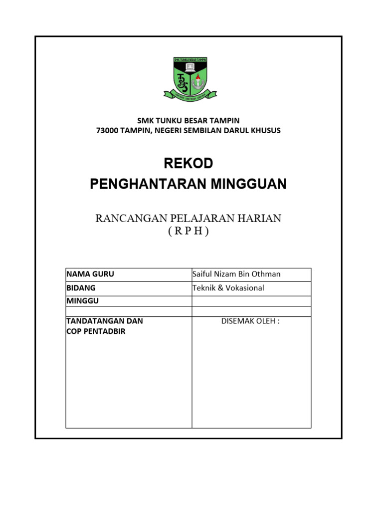 Rancangan Pelajaran Harian SMK Tunku Besar | PDF | Komputer