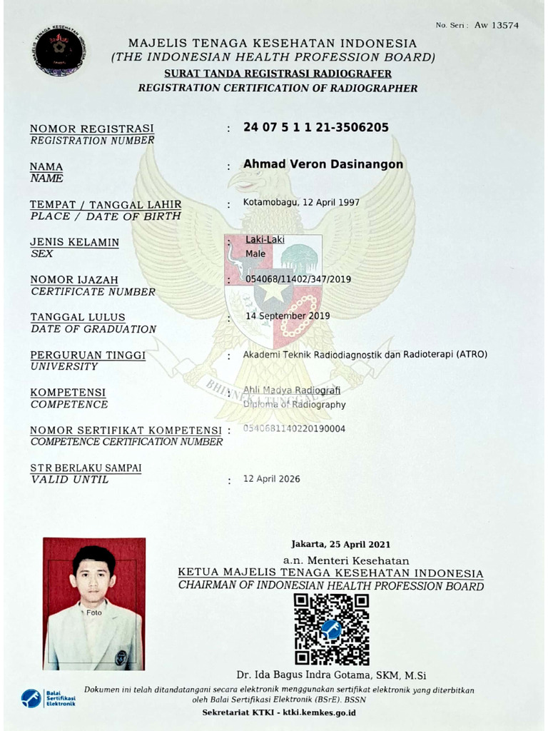 THL - Berkas Kredensial Veron Dasinangon | PDF