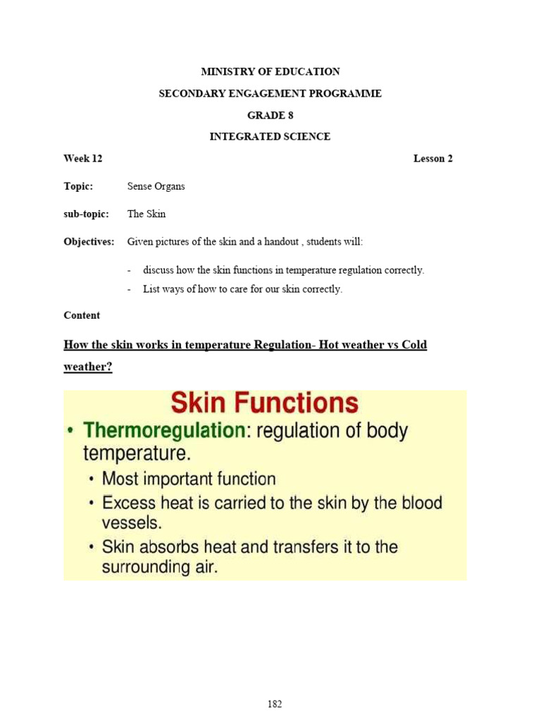 Grade 8 Integrated Science Week 12 Lesson 2 | Download Free PDF | Skin | Clinical Medicine