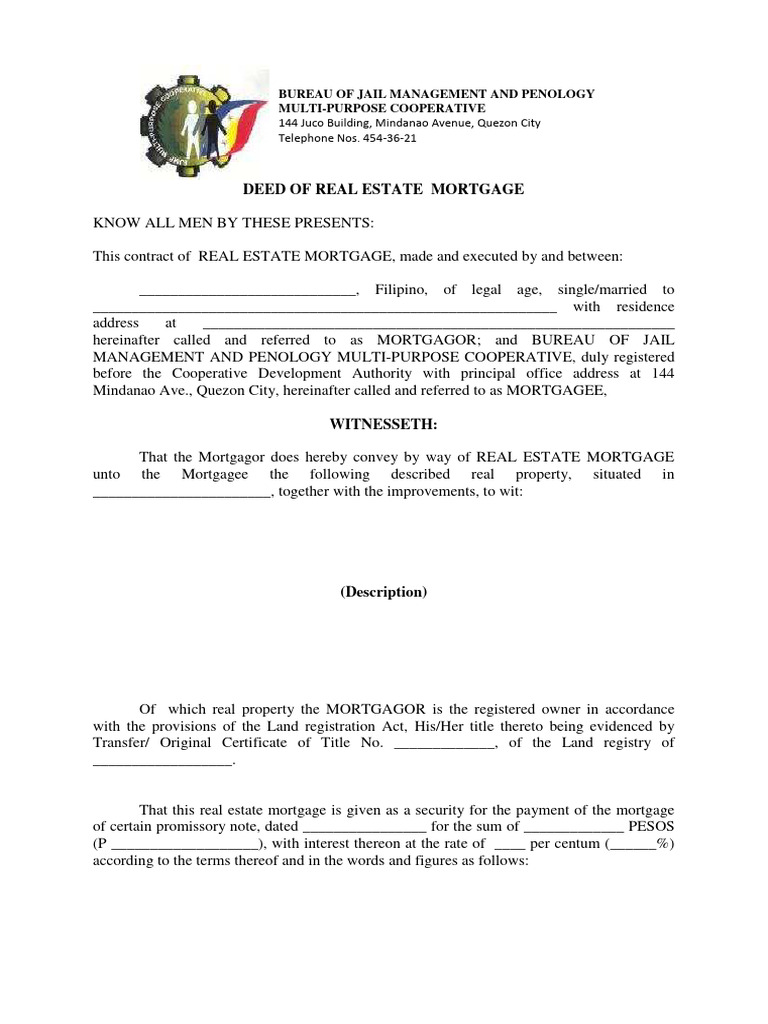 Deed of Real Estate Mortgage | PDF | Mortgage Law | Environmental Law