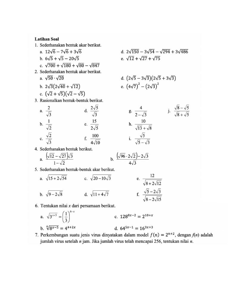 Latihan Bentuk Akar Yovita | PDF