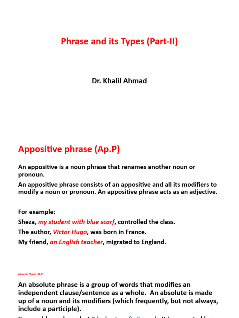 Phrase and Its Types - II | PDF | Verb | Phrase