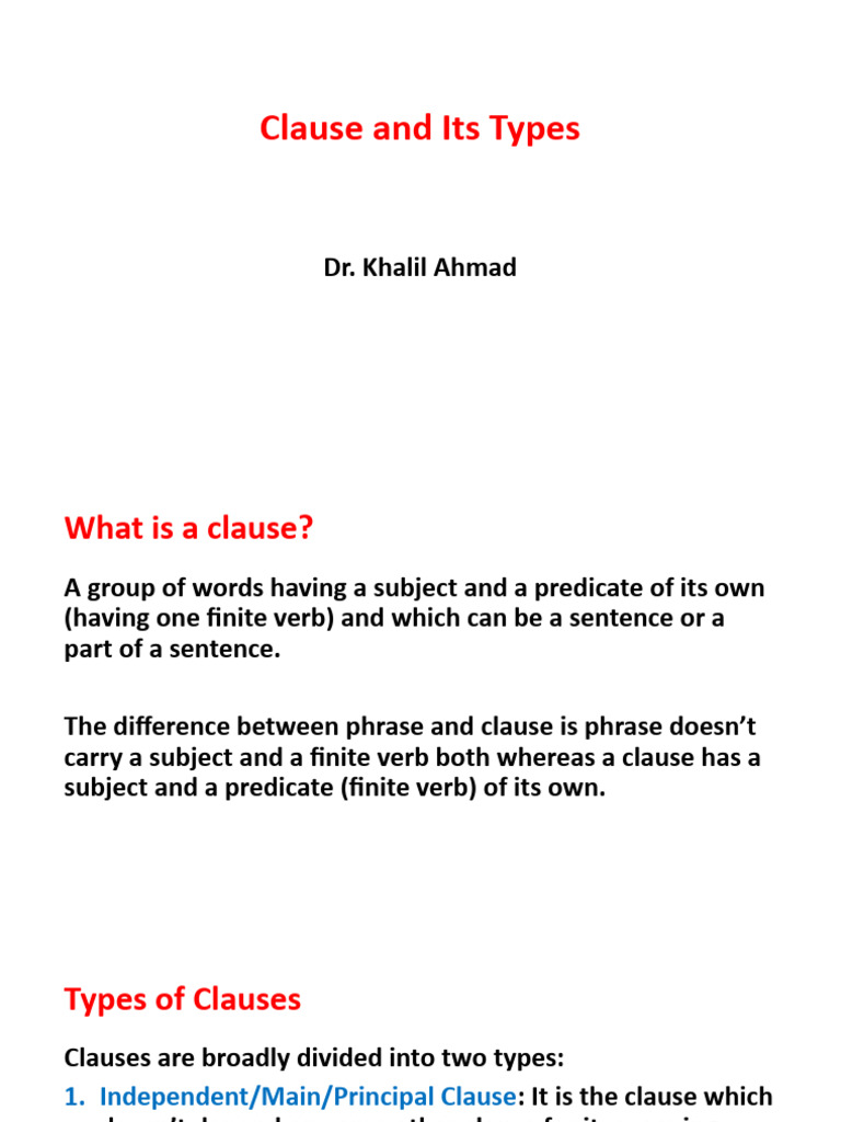 Clause and Its Types | PDF | Clause | Adjective