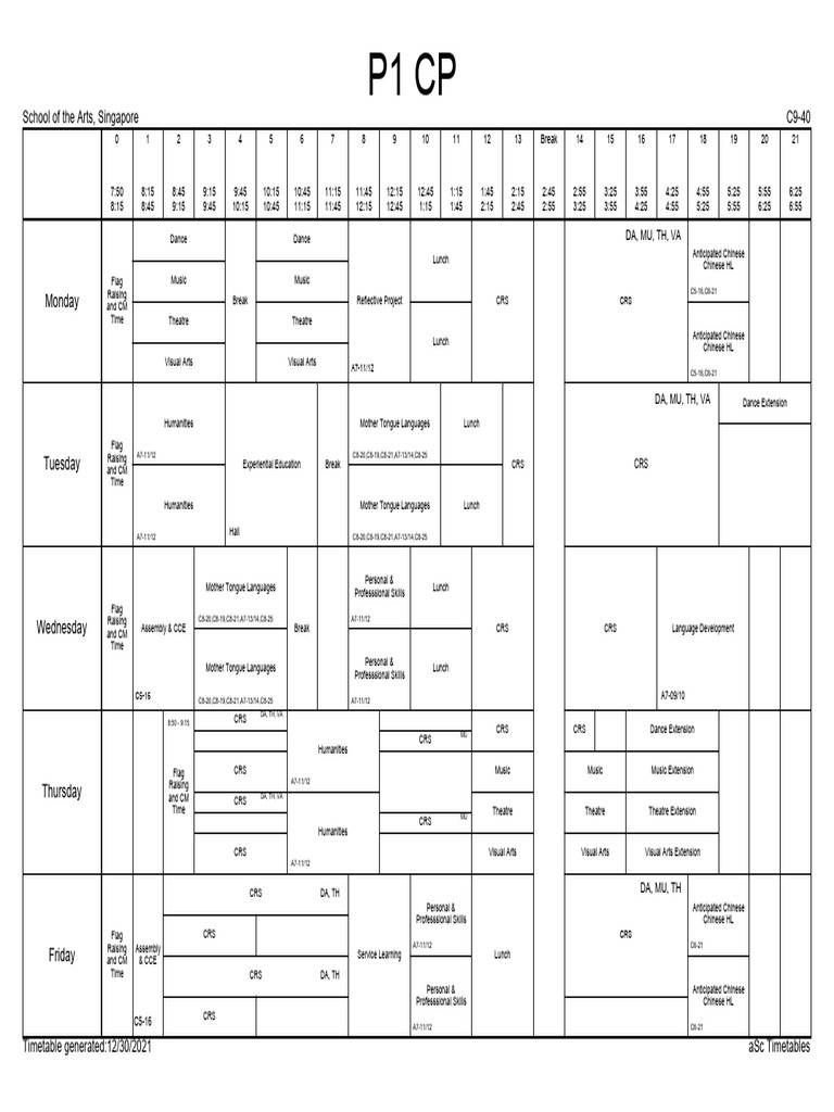 2022 Year-5 Timetable | PDF | Cognition | Science