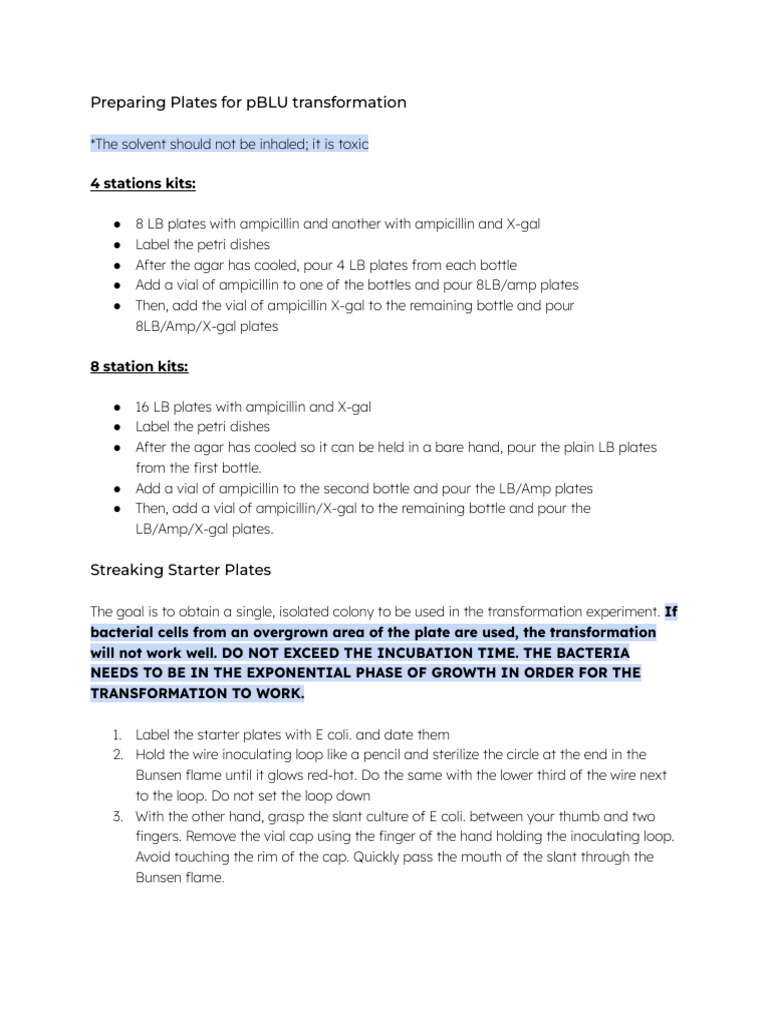 Swera Patel - Transformation Lab Summary | PDF | Transformation (Genetics) | Chemistry