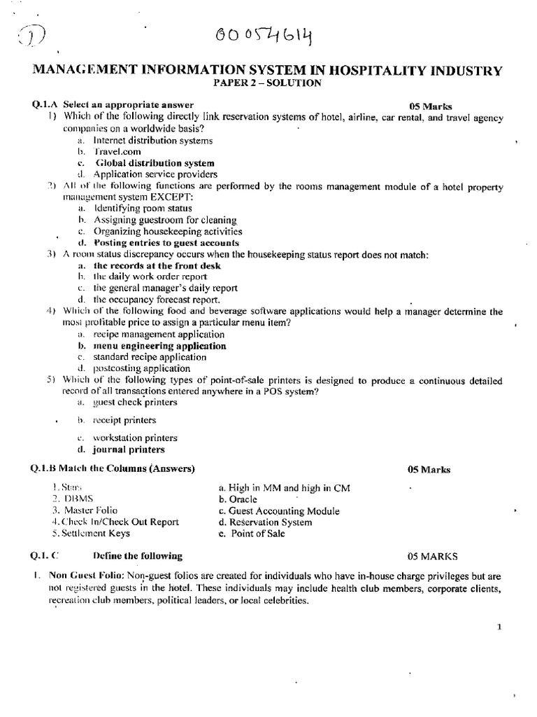 1S00423 S.Y.B.Sc - Hospitality Studies Sem. III Choice Base 80807 ...