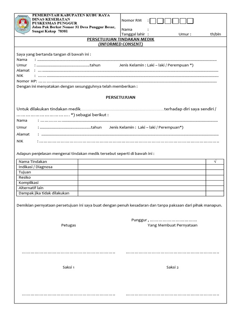 RM3.1 Persetujuan Tindakan Medik | PDF